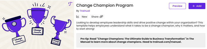 Change Champion Program template.